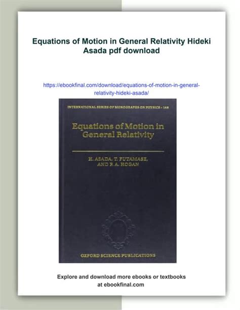 Equations Of Motion In General Relativity Hideki Asada Pdf