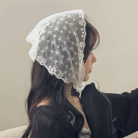 [ 1 1 당일출고 ] 물결 플라워 레이스 스카프 헤어 두건 에이블리