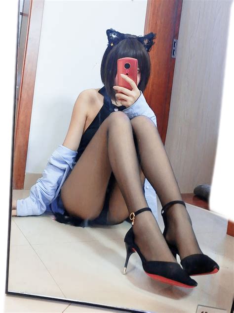 Filejoker Exclusive Cosplay Heimizhou 黑米粥 No007 Backless Cat Akiba