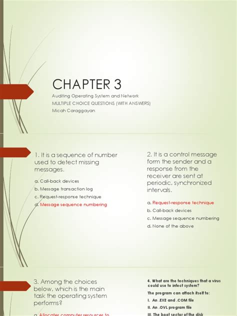 Auditing Operating System And Network Multiple Choice Questions With