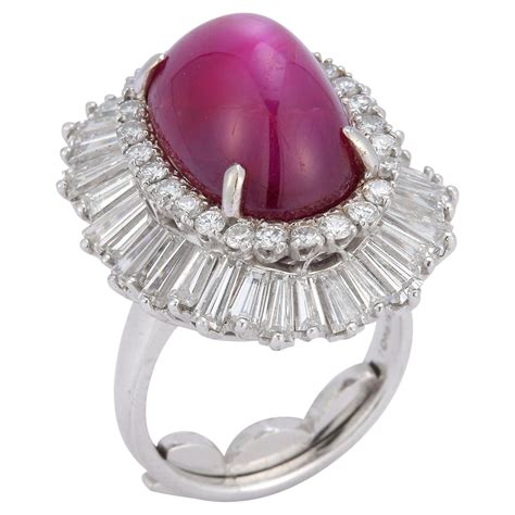 Mens 1704 Carat Star Ruby And Diamond 18 Karat Gold Ring For Sale At