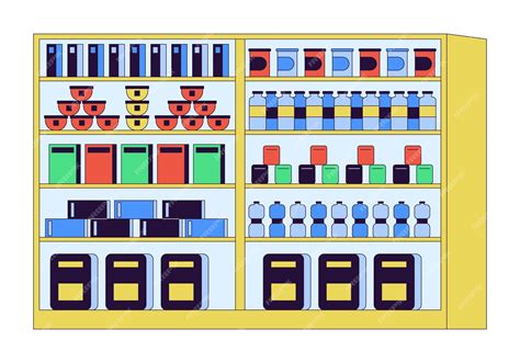 Premium Vector Supermarket Shelves 2d Linear Cartoon Object