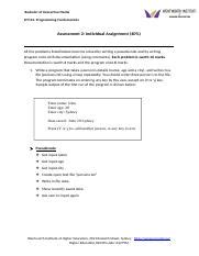 Programming Fundamentals Individual Assignment Course Hero