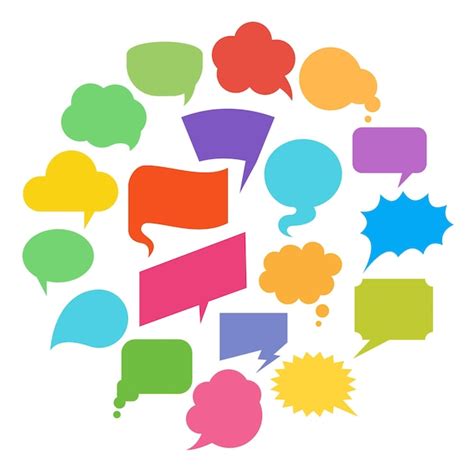 Premium Vector Speech Bubbles Colorful Flat Icon Set Blank Design Elements For Comic Book Chat