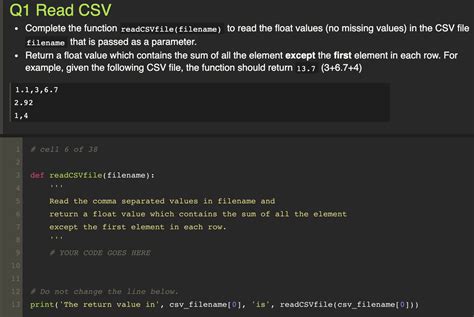 q1 read csv complete the function
