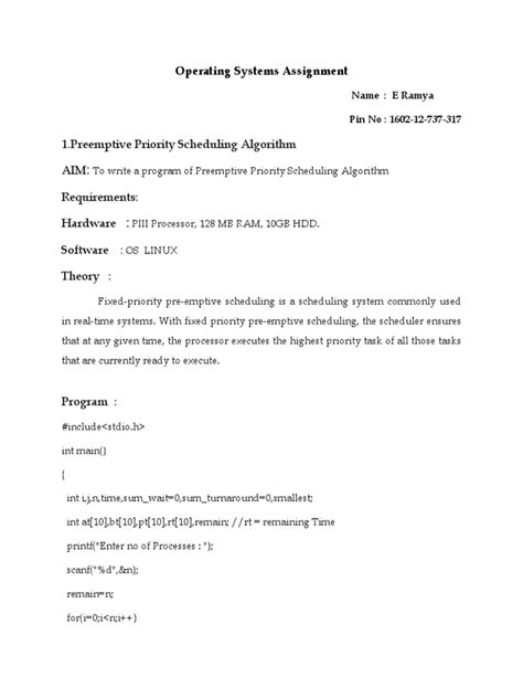 operating systems assignment download free pdf scheduling