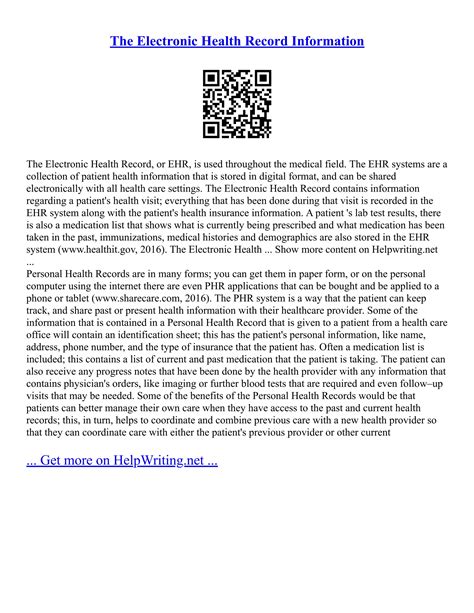 The Electronic Health Record Ehr System Pdf