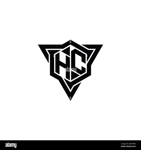 Hc Letter Logo Monogram Hexagon Shape With Triangle Outline Sharp Slice