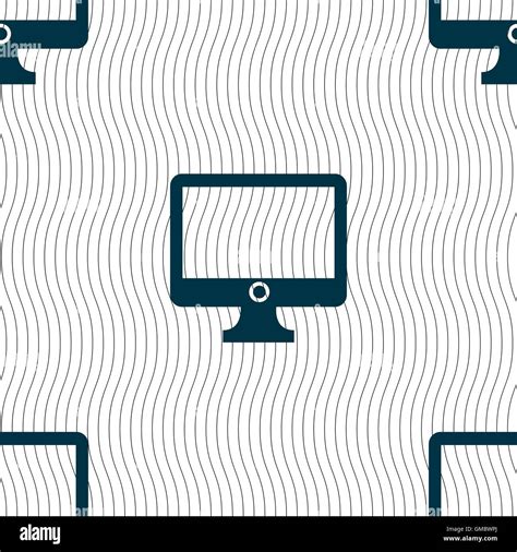 Computer Widescreen Monitor Sign Icon Seamless Pattern With Geometric Texture Vector Stock