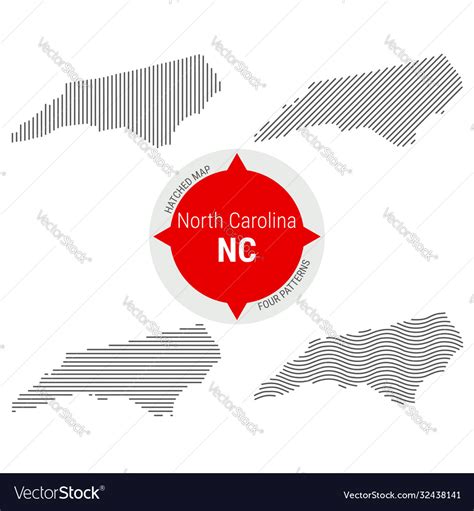 Hatched Pattern Map North Carolina Stylized Vector Image