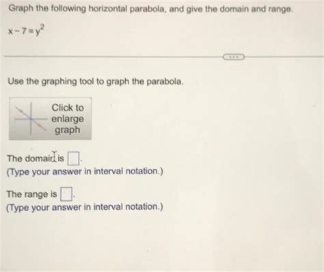 solved graph the following horizontal parabola and give the
