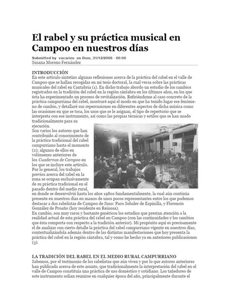 El Rabel Y Su Práctica Musical En Campoo En Nuestros Días Descargar Gratis Pdf Instrumentos