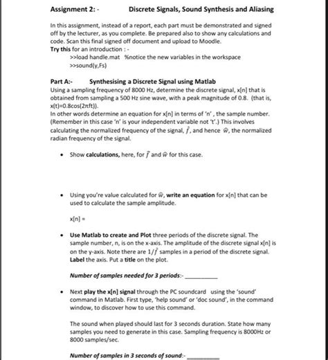 assignment 2 discrete signals sound synthesis