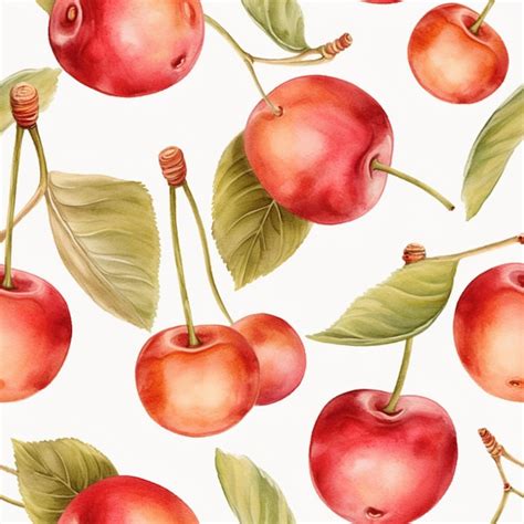 Premium Photo There Are Many Cherries On The Tree With Leaves On The White Background