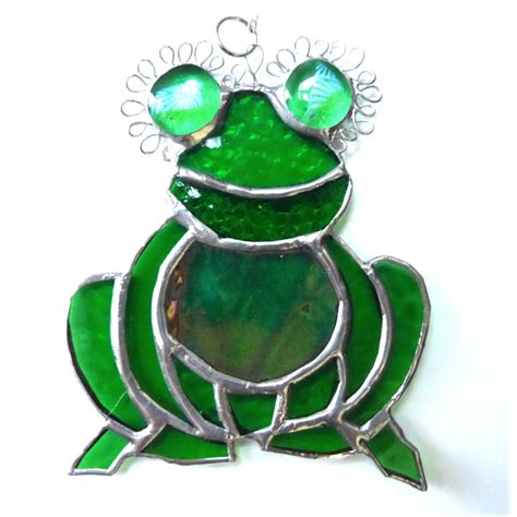 Frog Suncatcher Stained Glass Handmade 057tree Folksy