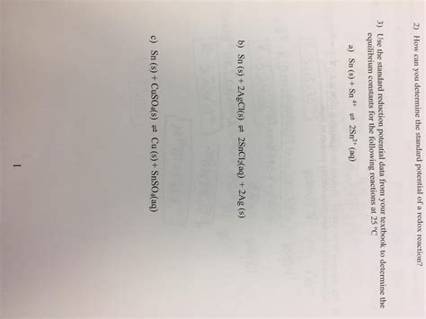Solved How Can You Determine The Standard Potential Of A