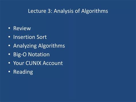 Ppt Algorithms Analysis Insertion Sort And Big O Notation