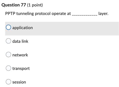 Solved PPTP Tunneling Protocol Operate At Layer Application Chegg