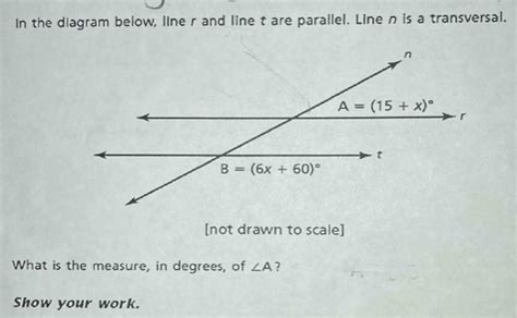 In The Diagram Below Line R And Line T Are Parallel Line N Is A Transversal Not Drawn Math
