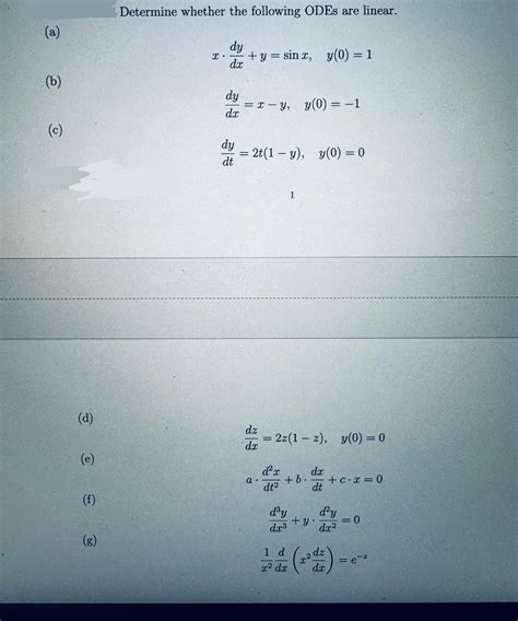 solved determine whether the following odes are
