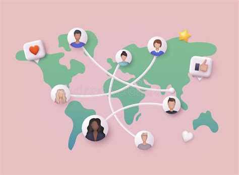 Social Media Communication Internet Network Connection 3d Web Vector Illustrations Stock Vector