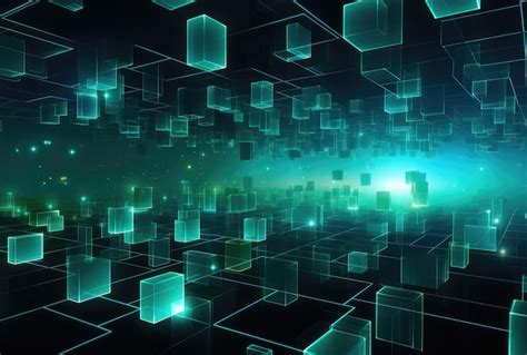 Abstract Digital Blocks Network In Cyberspace Premium Ai Generated Image