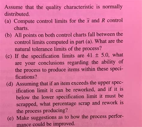 Solved Samples Of N 6 Items Each Are Taken From A Process At Chegg Com