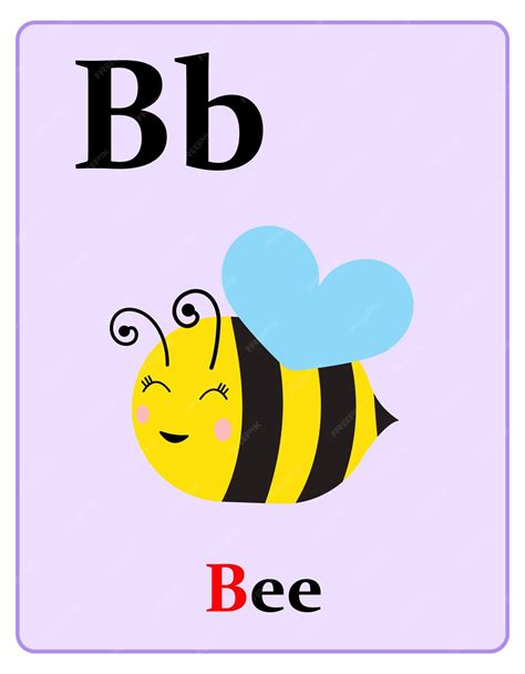 Premium Vector Alphabet Flashcard With Letter B For Bee