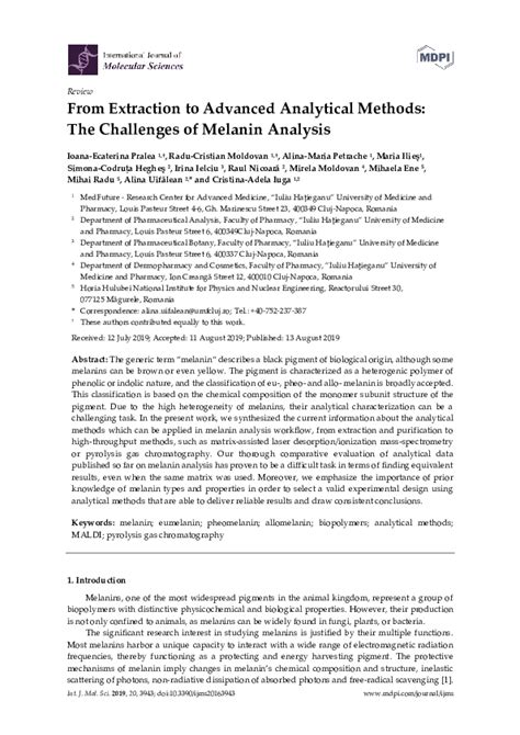 Pdf From Extraction To Advanced Analytical Methods The Challenges Of Melanin Analysis Pdf From Extraction To Advanced Analytical Methods The Challenges Of Melanin Analysis