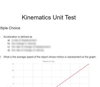 Kinematics Unit Test One Dimensional Motion Test For Physics By Cavic Physics