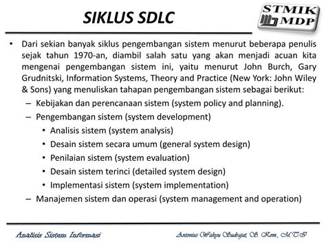 PPT SIKLUS HIDUP PENGEMBANGAN SISTEM System Development Life Cycle
