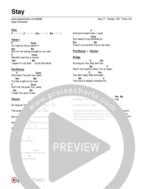 Stay Chords Pdf Seph Schlueter Praisecharts