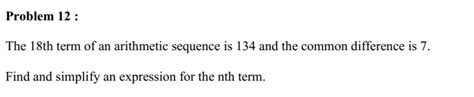 solved problem 12 the 18th term of an arithmetic sequence