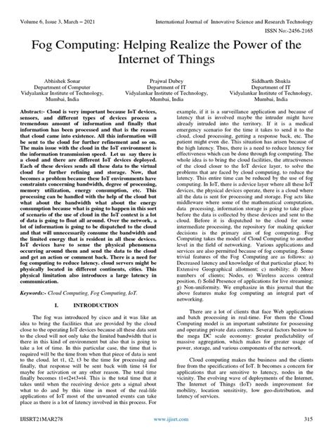 Fog Computing Helping Realize The Power Of The Internet Of Things Pdf