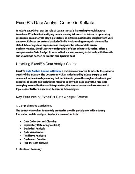 Ppt Data Analyst Course In Kolkata Ppt Powerpoint Presentation Free