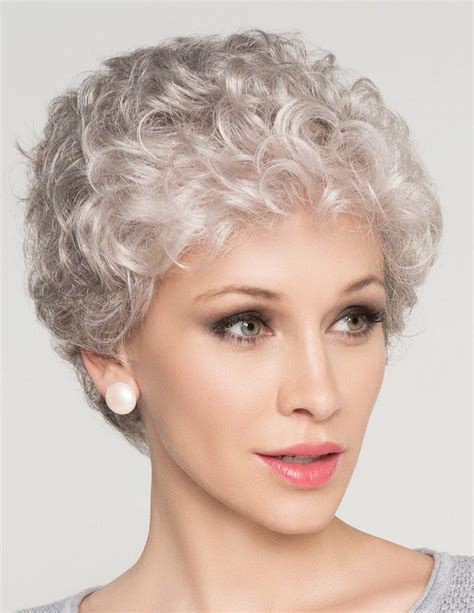Natural Curly Grey Hair Wig For Older Women Pixie Wigs Capless Wigs