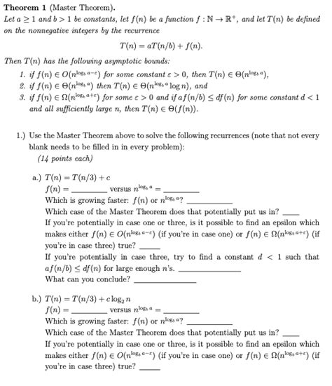 Solved Theorem 1 Master Theorem Let A1 And B 1 Be Chegg Com