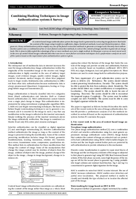 Pdf Computer Science Combining Hashing Techniques In Image