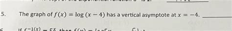 Solved The Graph Of Fxlogx 4 ﻿has A Vertical Asymptote