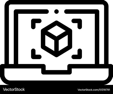3d Modeling Icon Thin Linear Style Design Vector Image