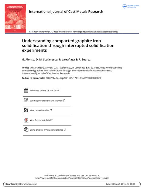 Pdf Understanding Compacted Graphite Iron Solidification Through Interrupted Solidification