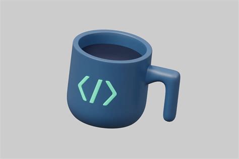 Blue Mug With Coding Symbols 3d Incl Beverage And Coffee Envato