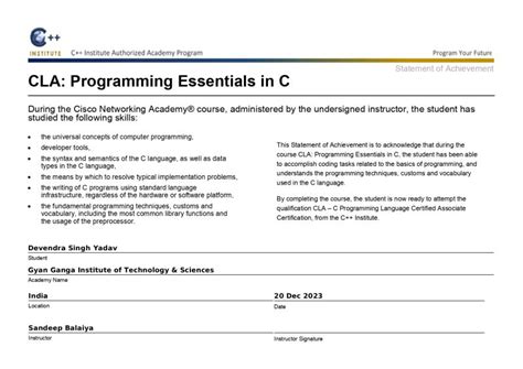 Ciscocertified Cprogramming Techinnovation Devendra Singh Yadav