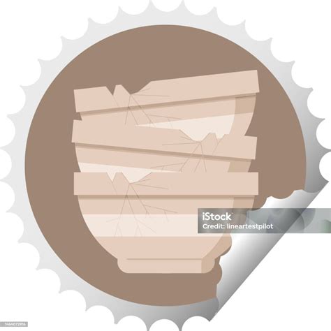 금이 간 오래 된 그릇 그래픽 벡터 일러스트 레이 션 라운드 스티커 스탬프의 스택 금이 간에 대한 스톡 벡터 아트 및 기타 이미지 금이 간 더미 도예 Istock