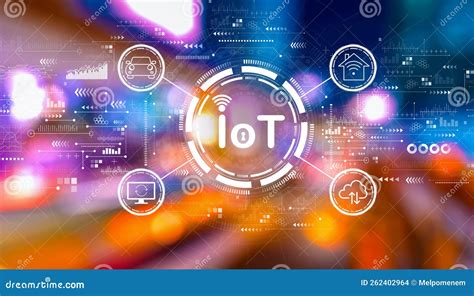 IoT Theme With Urban City Lights Stock Photo Image Of City Street 262402964