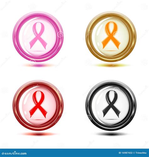 Set Of Support Ribbon Icons Stock Vector Illustration Of Disease