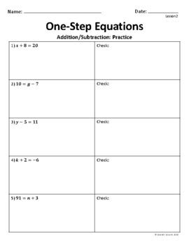 One Step Equations Addition And Subtraction Lesson By Lalena S Lessons