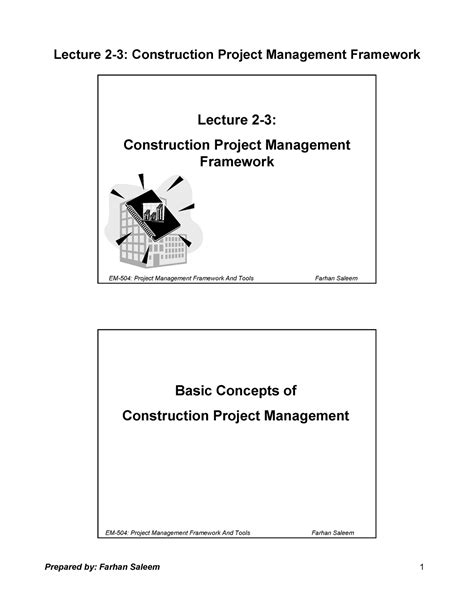 02 Lecture 02 03 Construction Project Management Framework Lecture 2 3 Construction Project