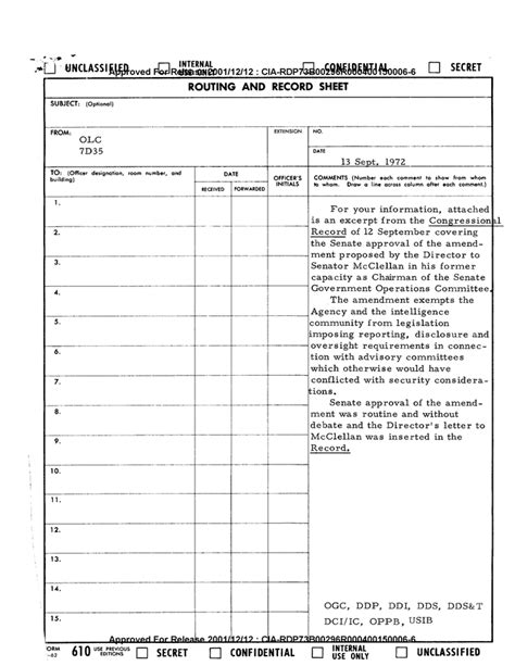 Form 610 Routing And Record Sheet Documentcloud