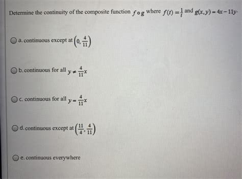 Solved Determine The Continuity Of The Composite Function Chegg Com